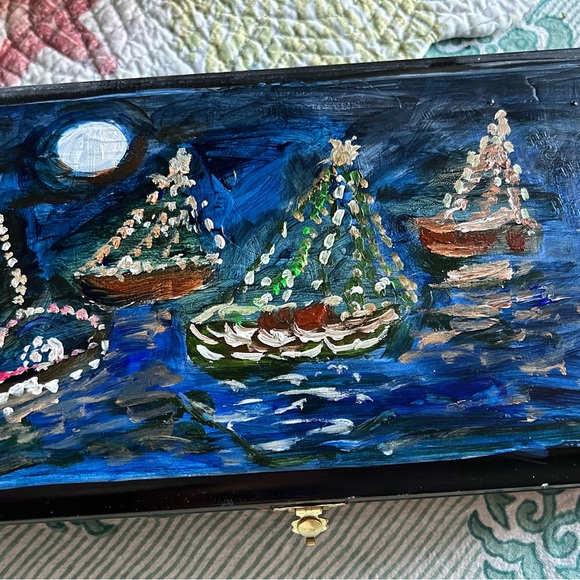 ilona | Art | Lido Boat Parade Wood Box 6x1 For Keepsakes Hand Painted ...